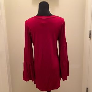 P&S | Tops | New Vneck Red Flowy Bell Sleeve Top Blouse | Poshmark